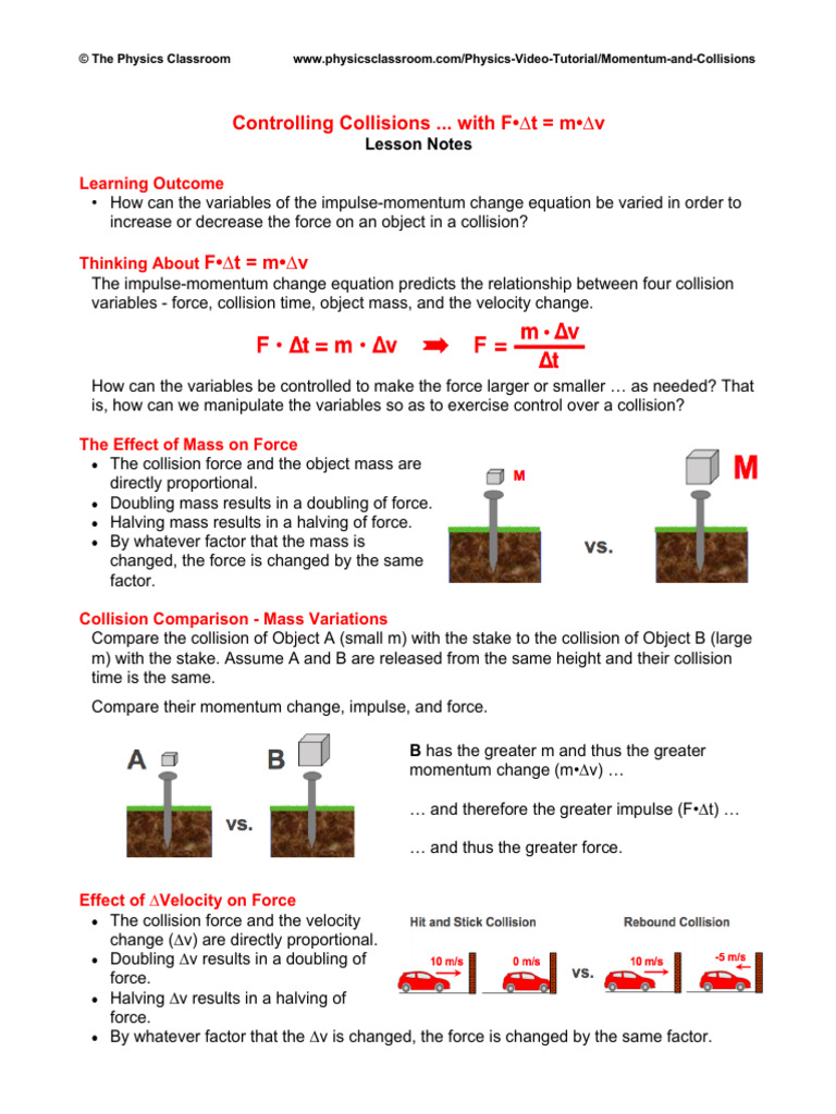 Lesson Notes | PDF | Force | Collision
