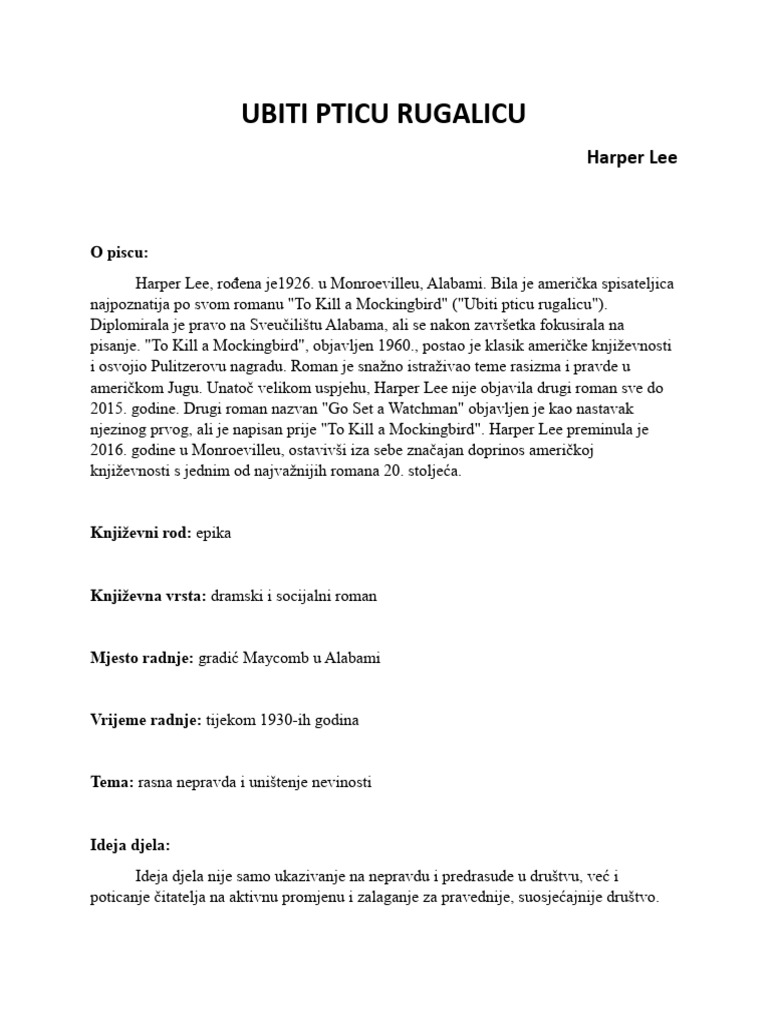 Ubiti Pticu Rugalicu | PDF