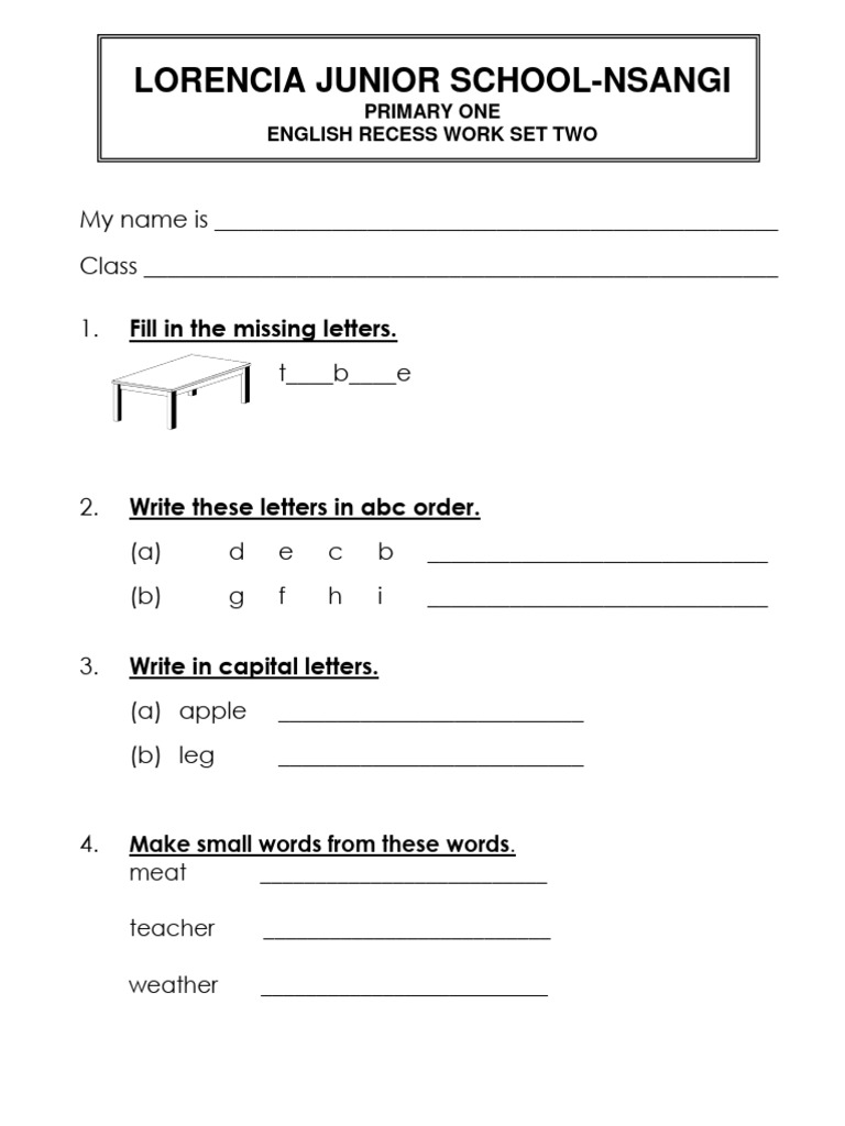 P1 Holiday Recess Work Set Two | PDF | Sheep