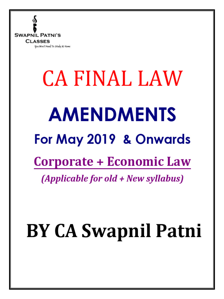 Ca Final Law: Amendments | PDF | Expense | Loans