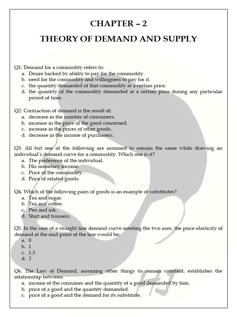 Chapter - 2 Theory of Demand and Supply | PDF | Demand | Elasticity (Economics)