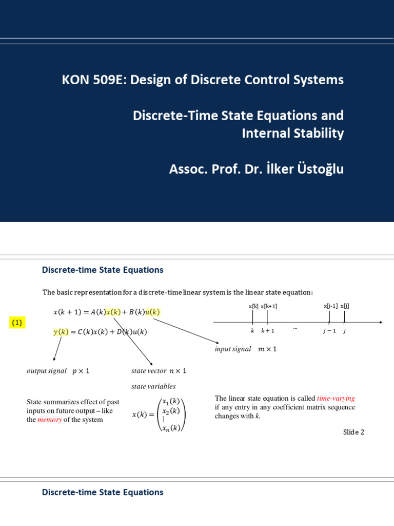 02 Discrete-Time State Equations Internal Stability | PDF | Stability Theory | Eigenvalues And ...