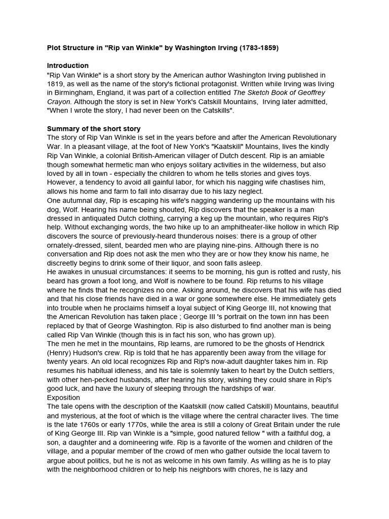 Plot Structure in Rip Van Winkle | PDF | Rip Van Winkle