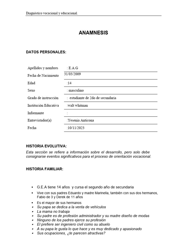 Anamnesis Diagnostico | PDF