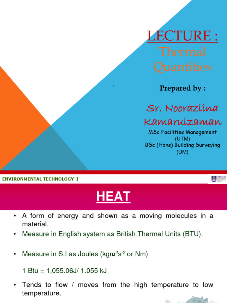 Lecture 6 - Thermal Quantities | PDF | Heat Transfer | Thermal Conductivity