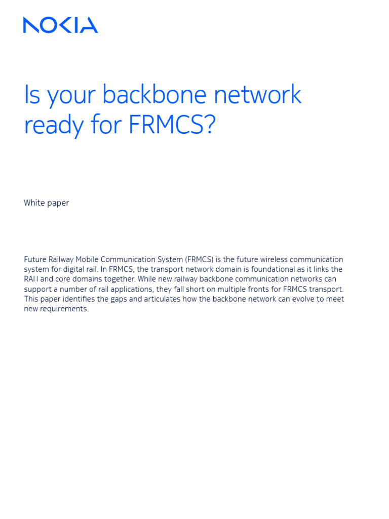 Nokia Is Your Backbone Network Ready For FRMCS? White Paper EN | PDF ...