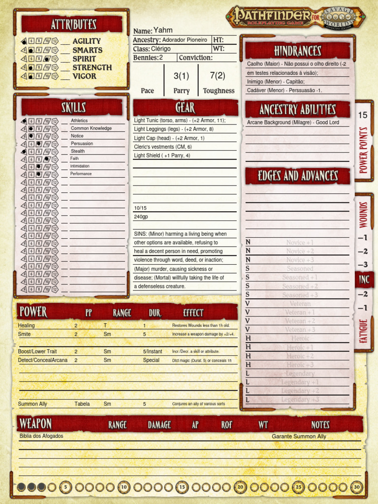 SWPF Character Sheet FF Yahm | PDF