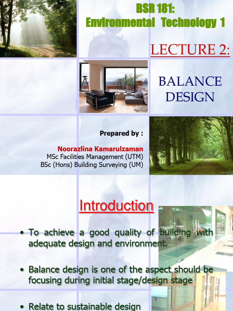 Lecture 1.2-Balance Design | PDF | Roof | Sustainable Design