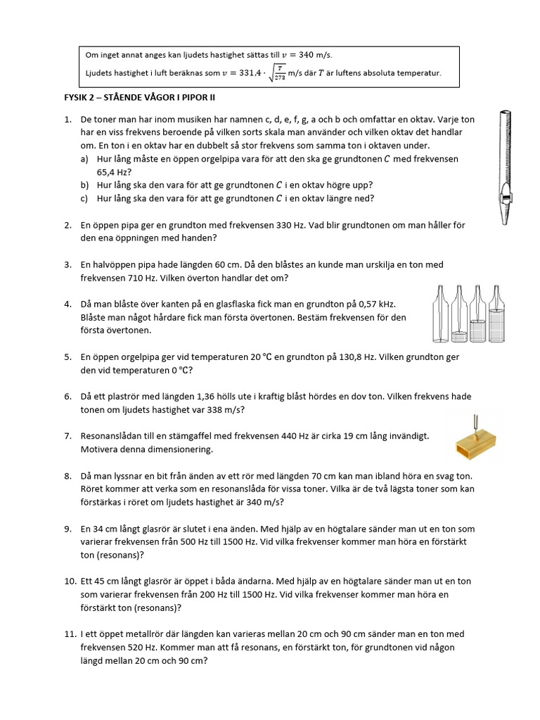 Fysik 2 - Stående Vågor I Pipor II | PDF
