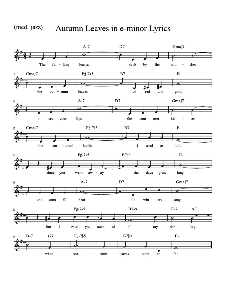Autumn Leaves in E-Minor Lyrics | PDF