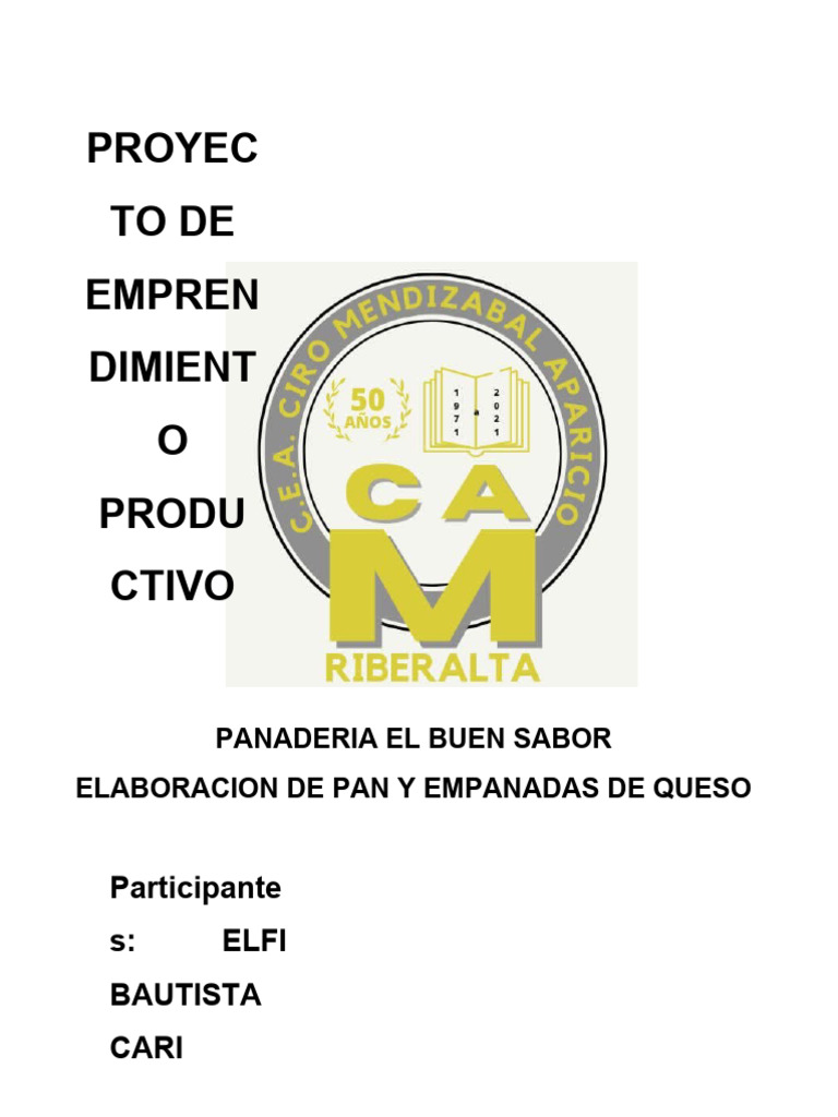 Proyecto de Panaderia | PDF | Panes | Mercado (economía)