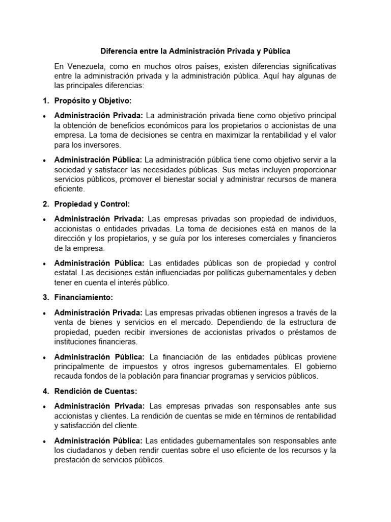 Diferencia Entre La Administración Privada y Pública | PDF | Business ... Diferencia Entre La Administración Privada y Pública | PDF | Business ...