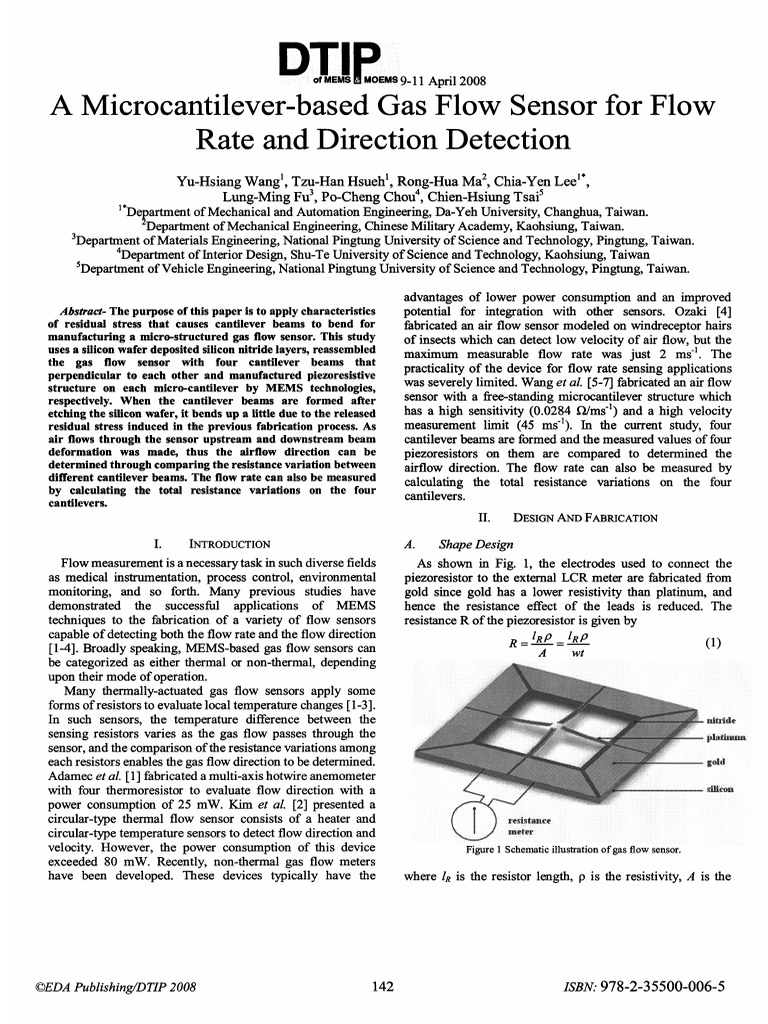 A11..a Microcantilever-Based Gas Flow Sensor For Flow | PDF | Flow Measurement | Electrical ...