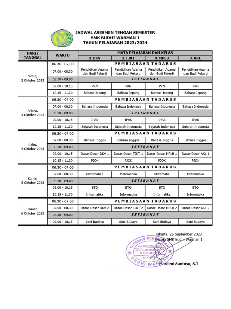 Jadwal Ats Signed | PDF
