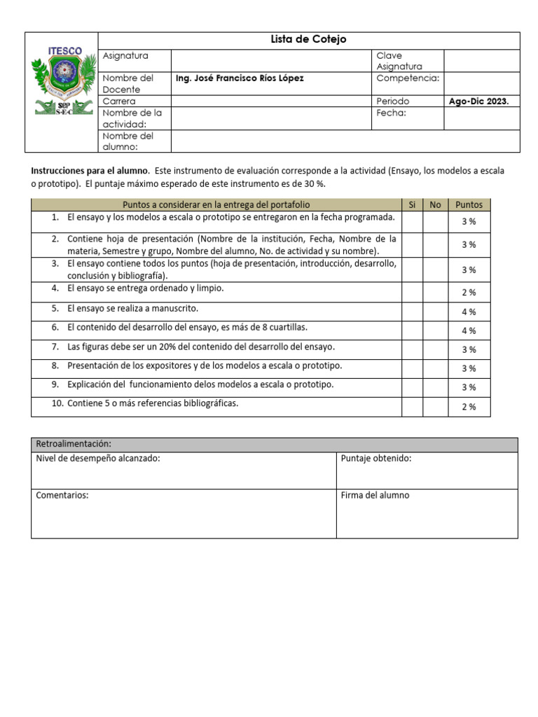 Asignatura Clave Asignatura Nombre Del Docente Competencia: Carrera Periodo Nombre de La ...
