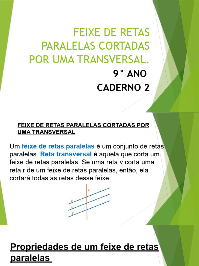 Feixe de Retas Paralelas Cortadas Por Uma Transversal 9° Ano | PDF