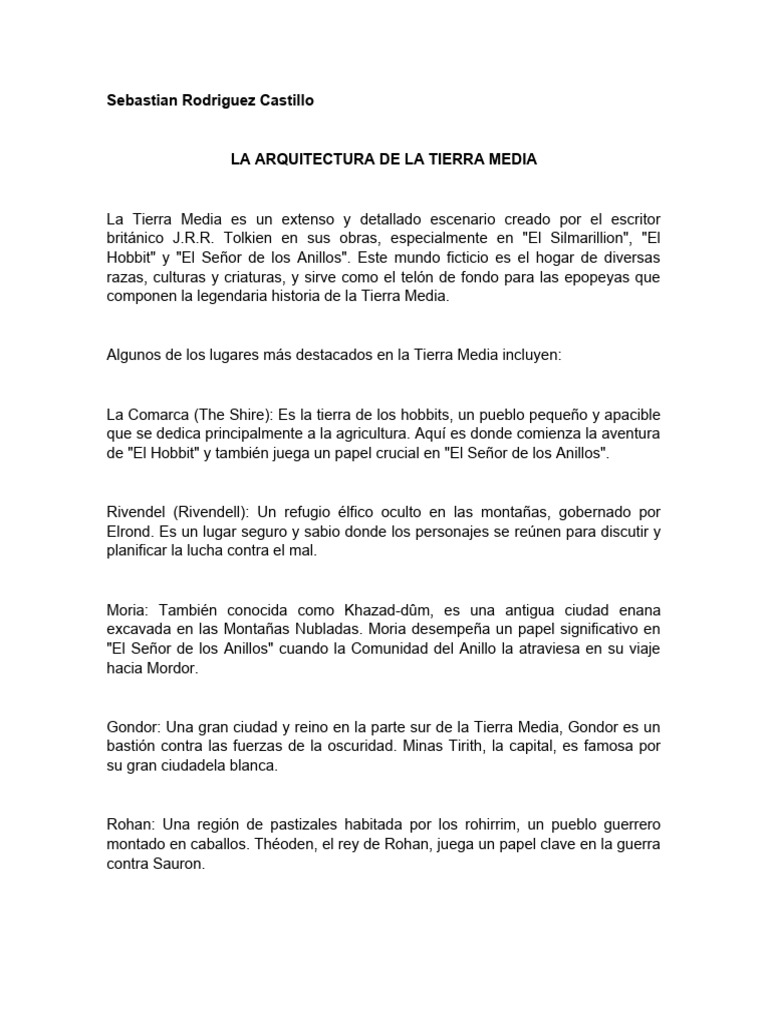 Arquitectura de La Tierra Media - Sebastian Rodriguez | PDF