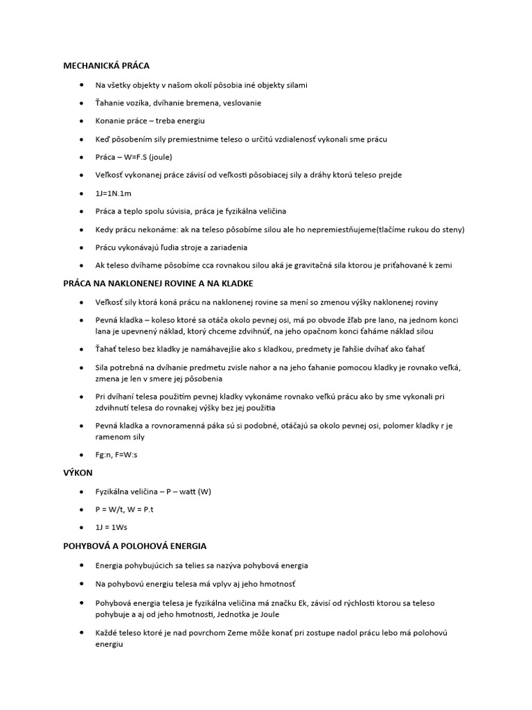 Mechanická Práca | PDF