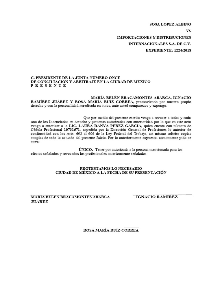 Revocación De Abogados Laboral Pdf