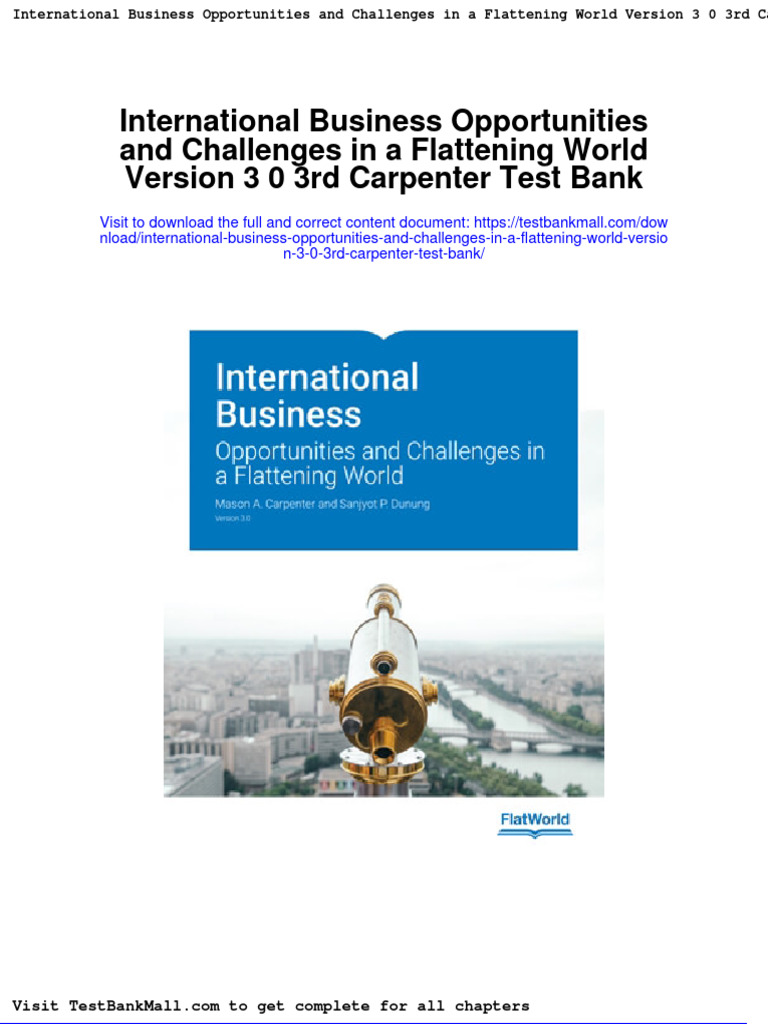International Business Opportunities and Challenges in A Flattening ...