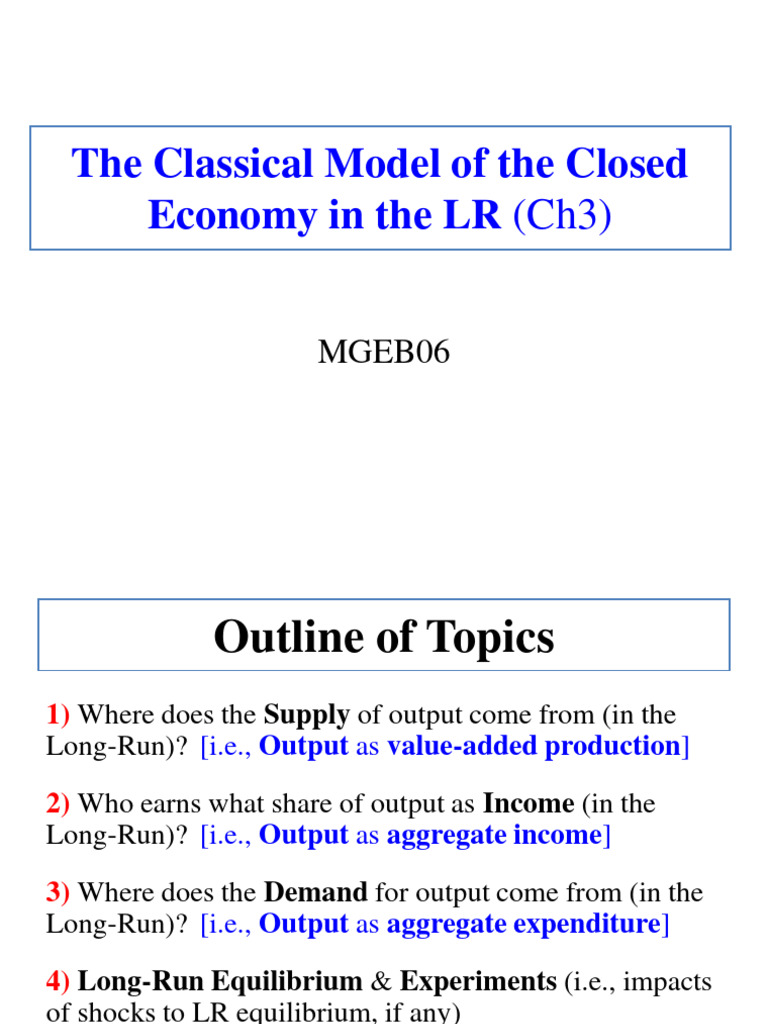 Long-Run Classical Closed Economy Model | PDF | Production Function ...