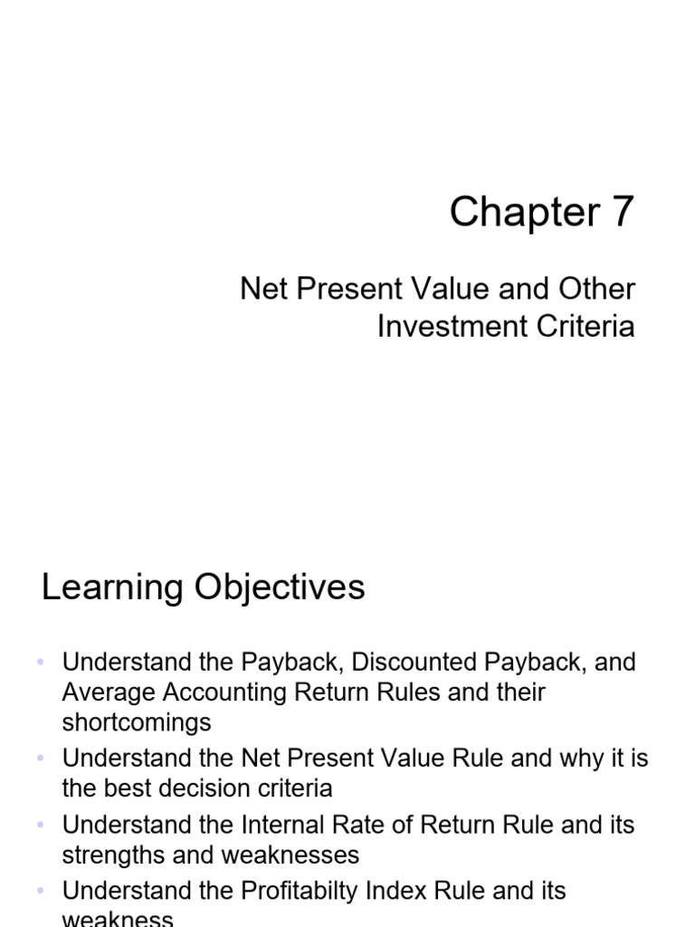 MGFB10 CapitalBudgetingRules Chapter7 Notes | PDF | Internal Rate Of ...