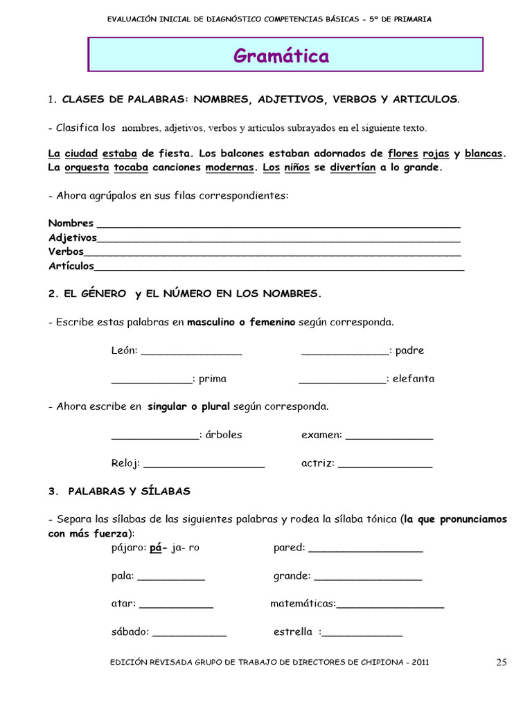Evaluación Lengua 2 | PDF | Verbo | Sintaxis