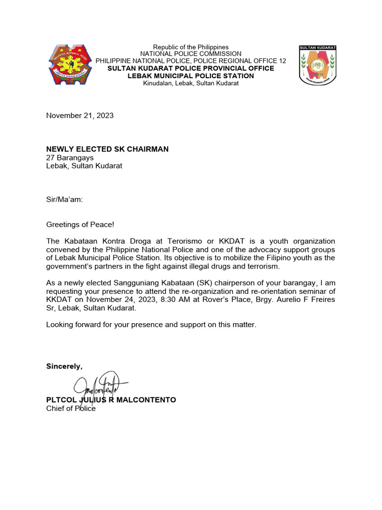 Invitation to KKDAT Seminar for SK Chairperson | PDF