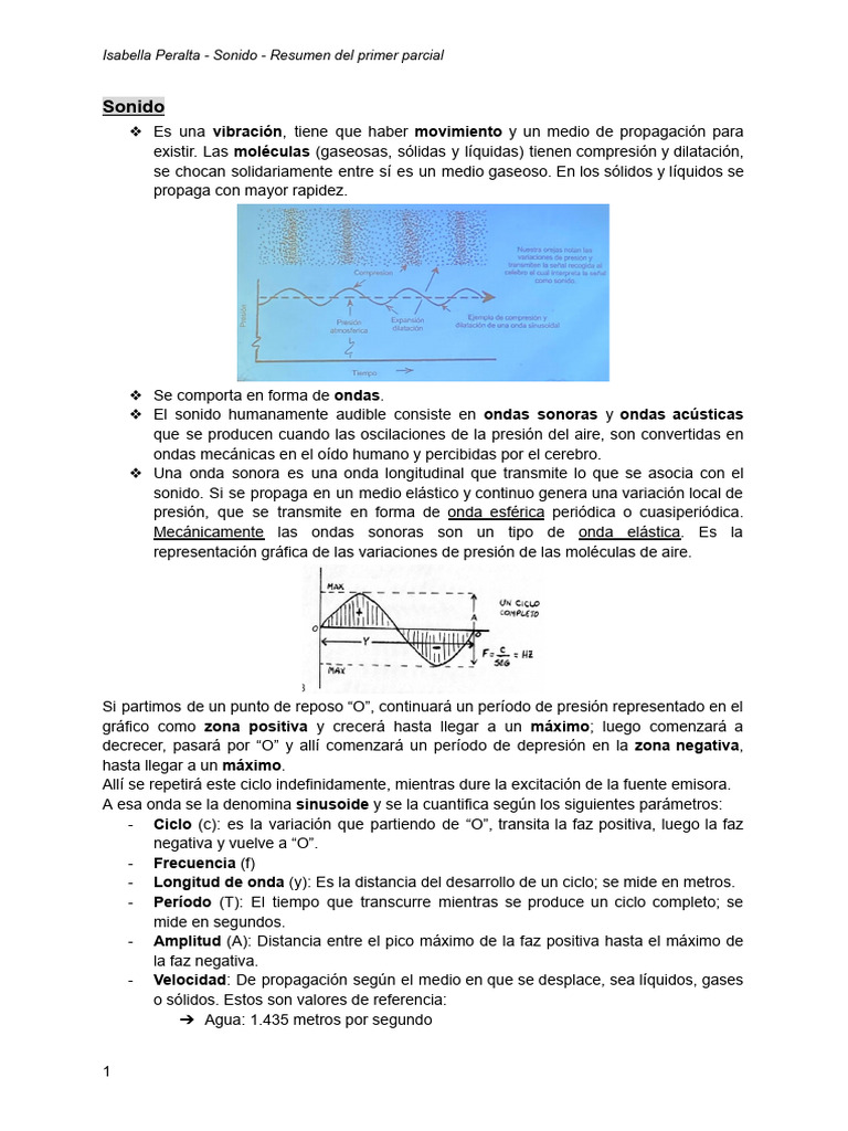 Sonido - Resumen (1er Parcial) | PDF | Sonido | Decibel