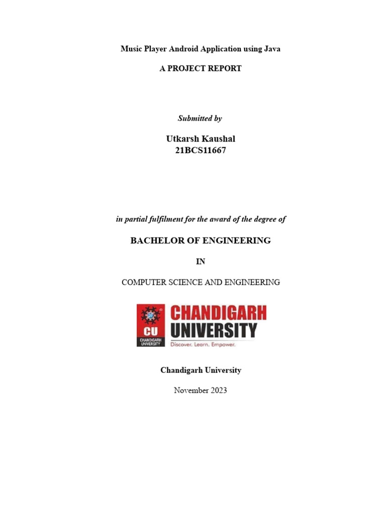 Music Player REPORT | PDF | Android (Operating System) | Software Development Kit