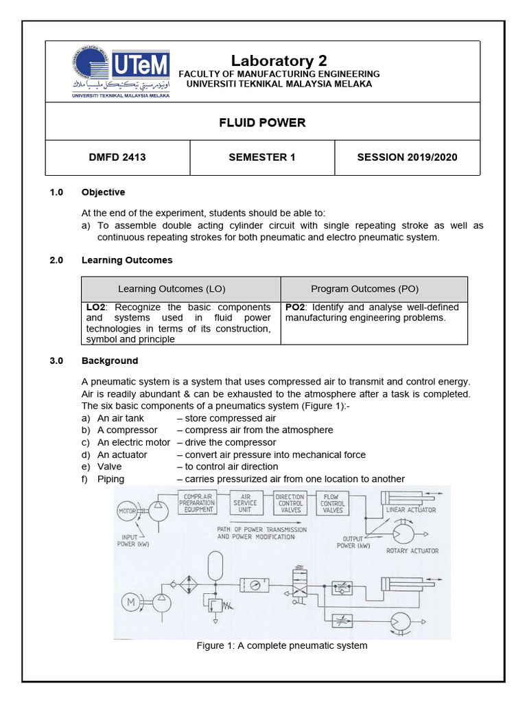 Fluid Power Pneumatic System Lab Guide | PDF | Valve | Mechanical ...