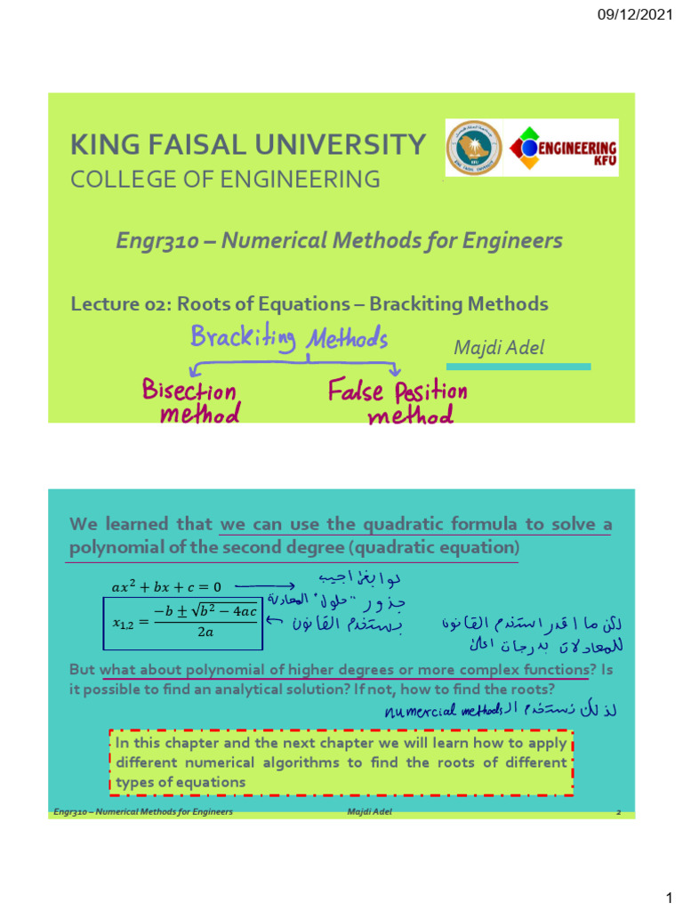 Lecture 2 Pdf Equations Numerical Analysis
