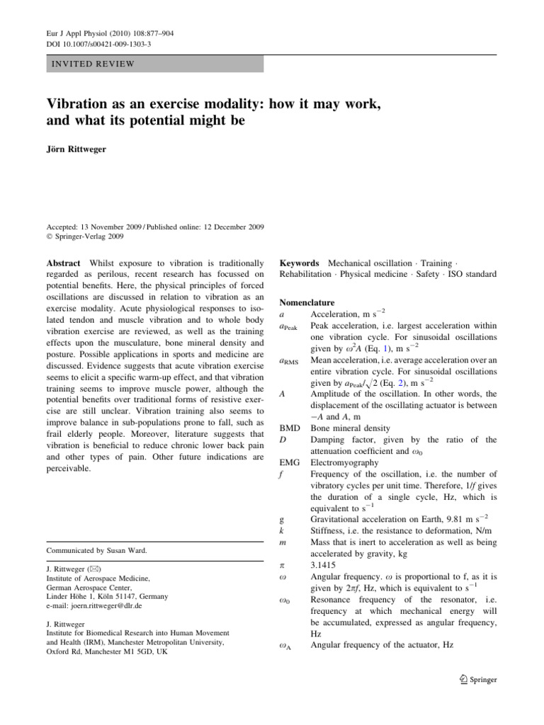2010 P.092 Rittweger Vibration Review | PDF | Skeletal Muscle ...