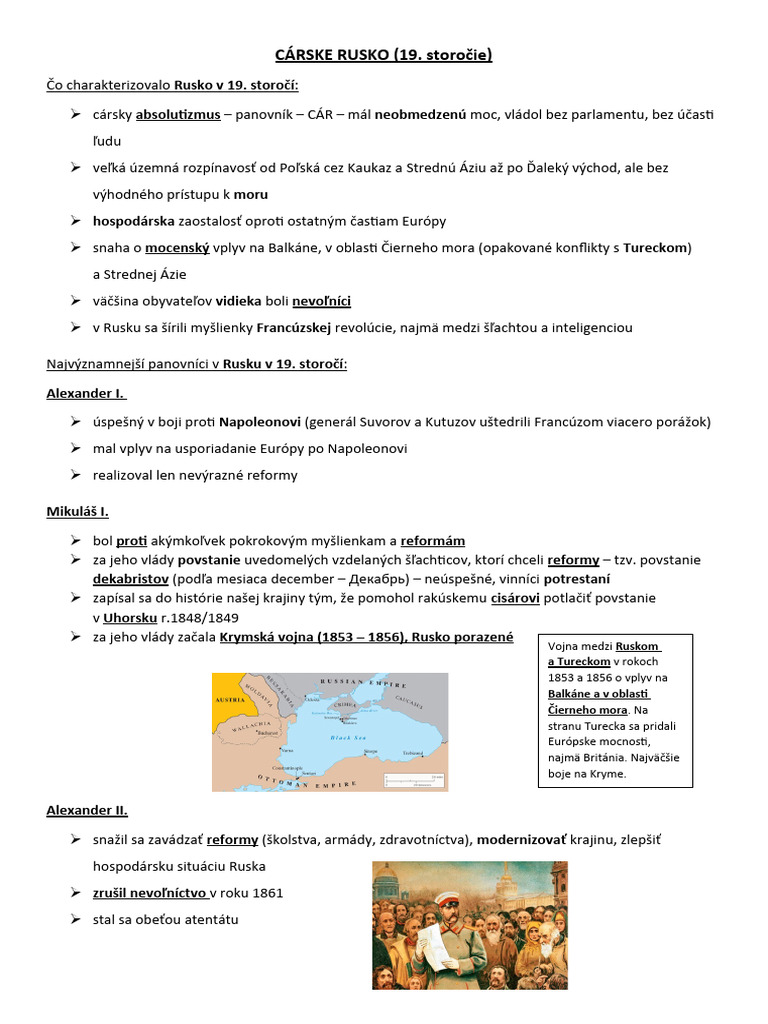 Cárske Rusko V 19. Storočí (Š) | PDF