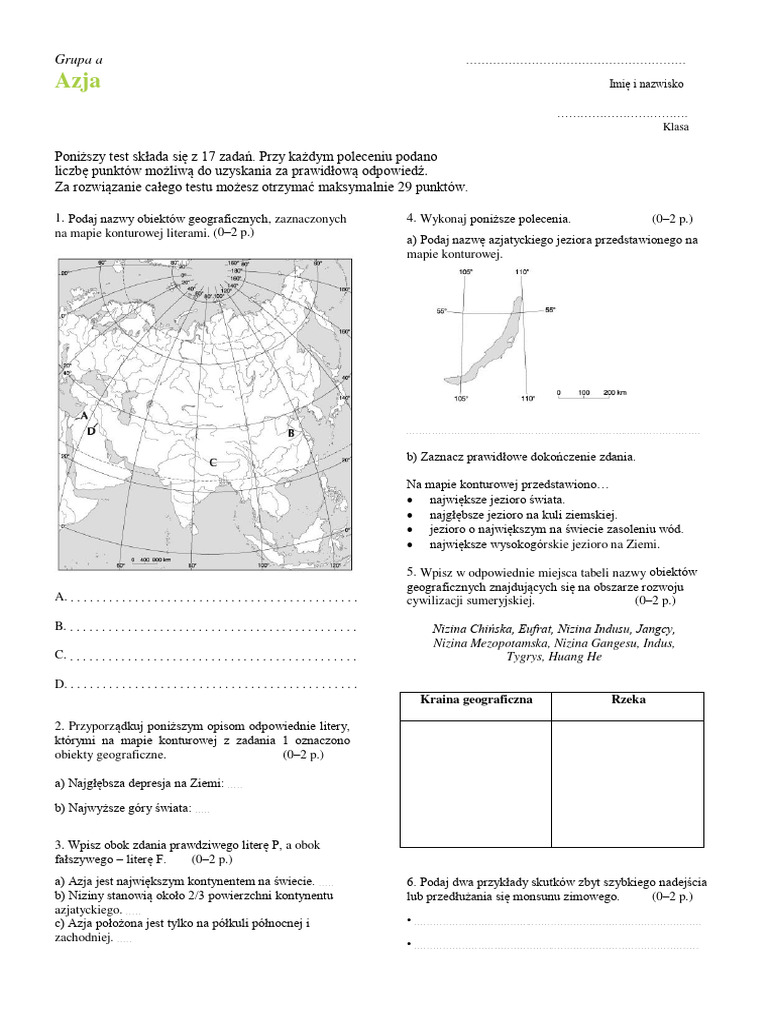 Azja Test A I B | PDF