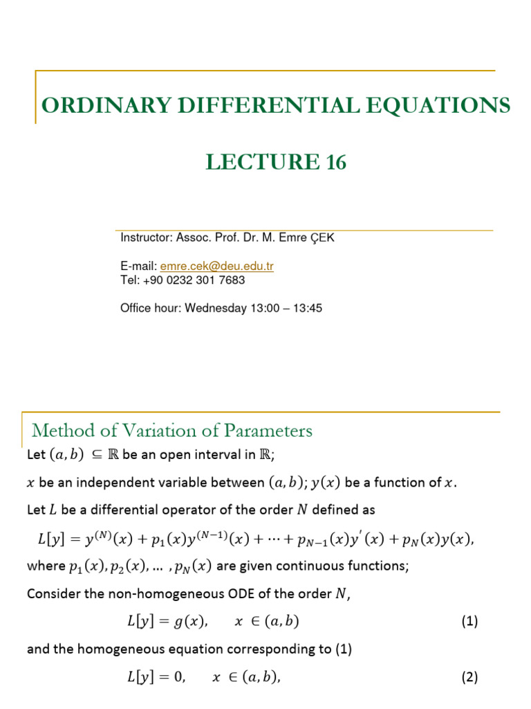 Mat2505 L16 | PDF | Ordinary Differential Equation | Differential Equations