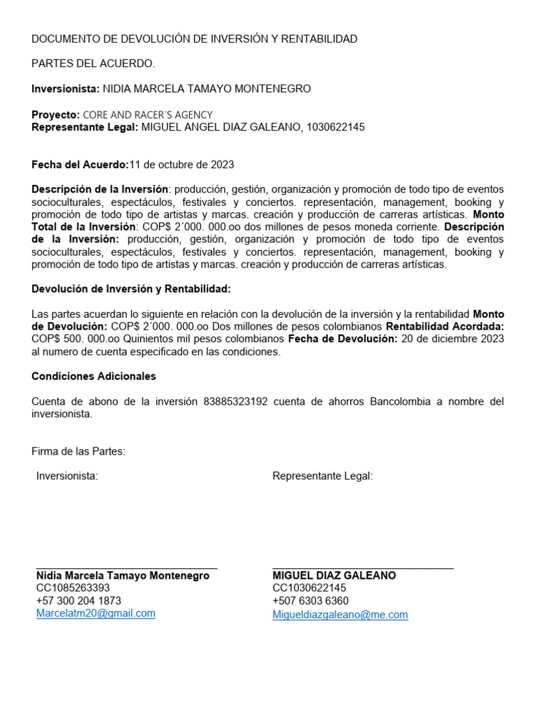 Documento de Devolución de Inversión y Rentabilidad | PDF | Finanzas y dinero