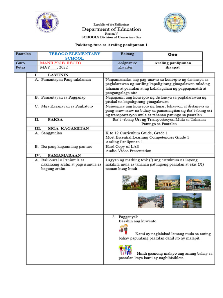 COT Lesson Plan in AP 1 May 16, 2021 (MANI) | PDF
