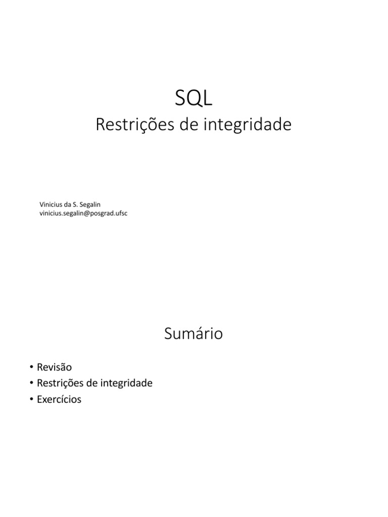 Aula - 02 SQL CONSTRAINTS | PDF | Cibernética | SQL