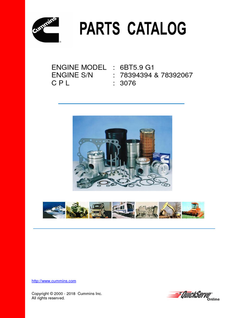 Parts Catalog Cummins (100KVA), 6BT5.9 G1 - ESN 78394394 & 78392067 ...