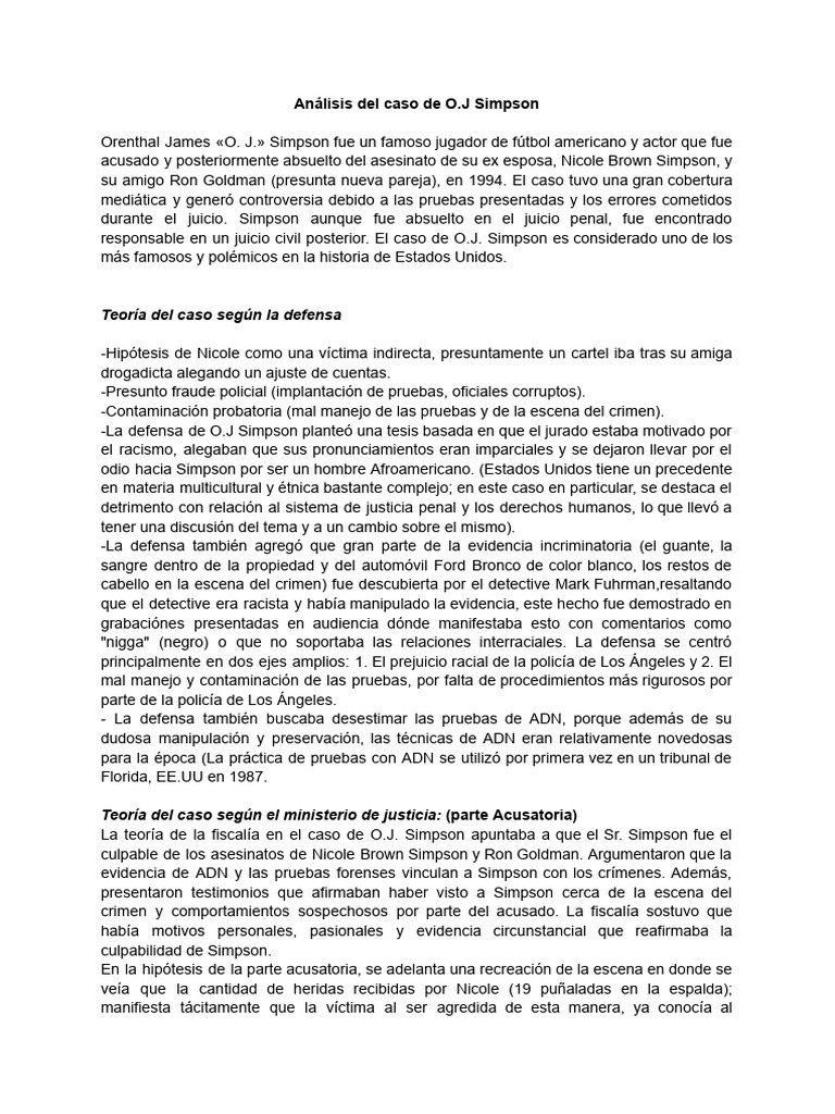 Caso O.J Simpson | PDF | Justicia | Crimen y violencia