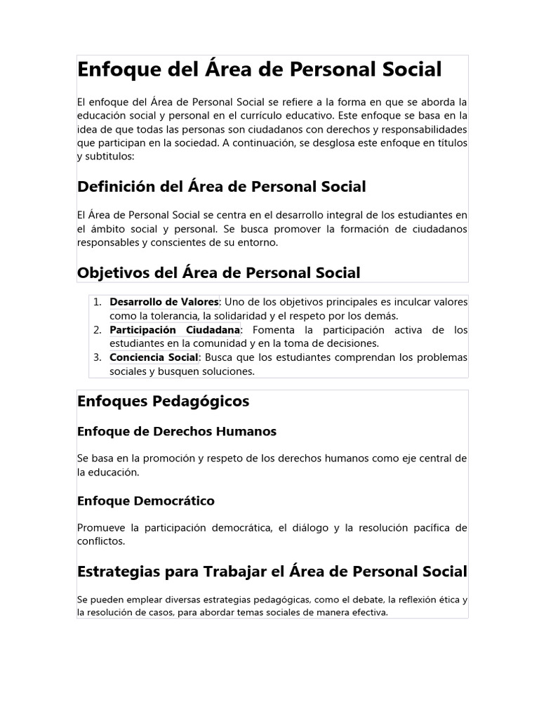 Enfoque Del Área de Personal Social-1 | Descargar gratis PDF ...