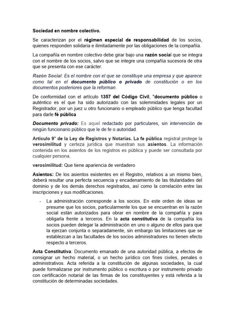 Sociedad en Nombre Colectivo | PDF | Pagos | Sociedad de responsabilidad limitada