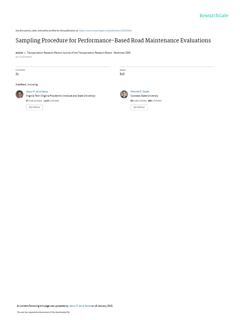 Sampling Procedure For Performance-Based Road Main | PDF | Sampling ...