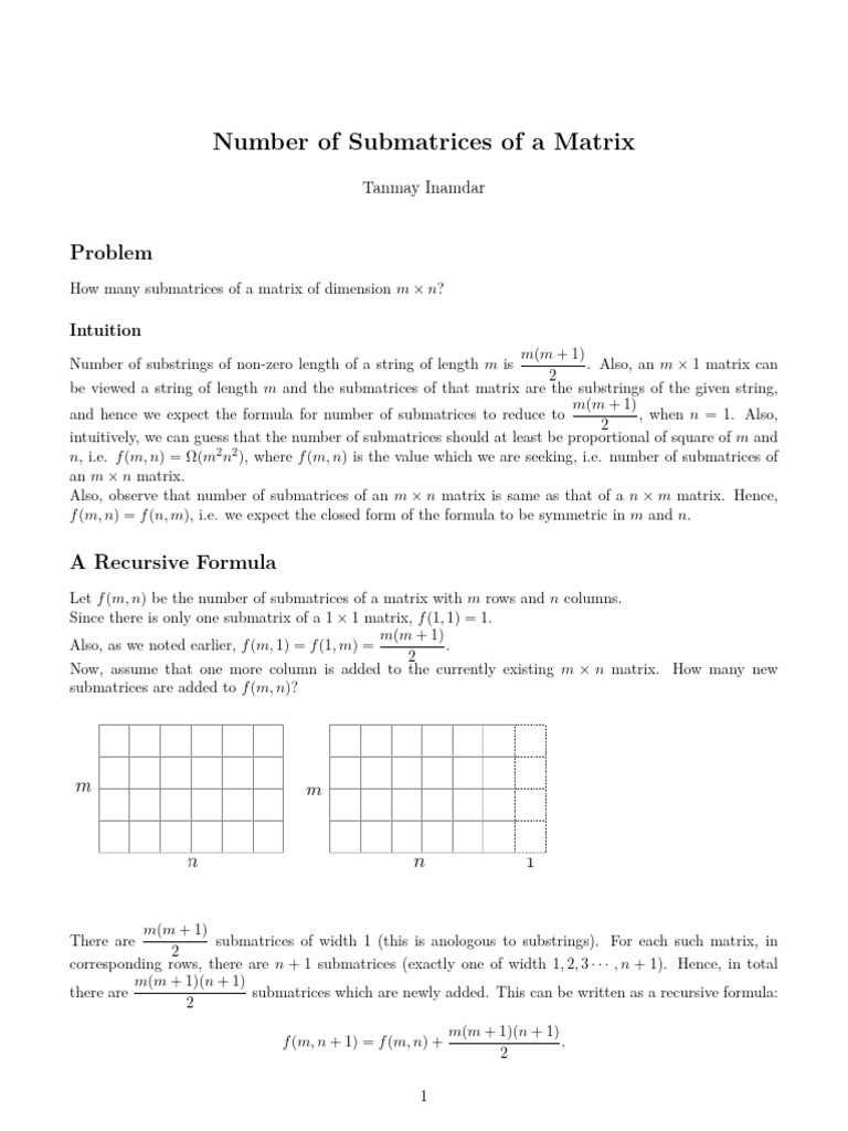 Submatrices 3 | PDF | Matrix (Mathematics) | Algebra