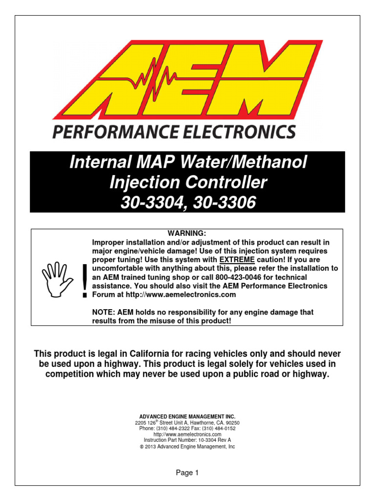 AEM Water/Methanol Injection Controller Guide | PDF | Light Emitting ...