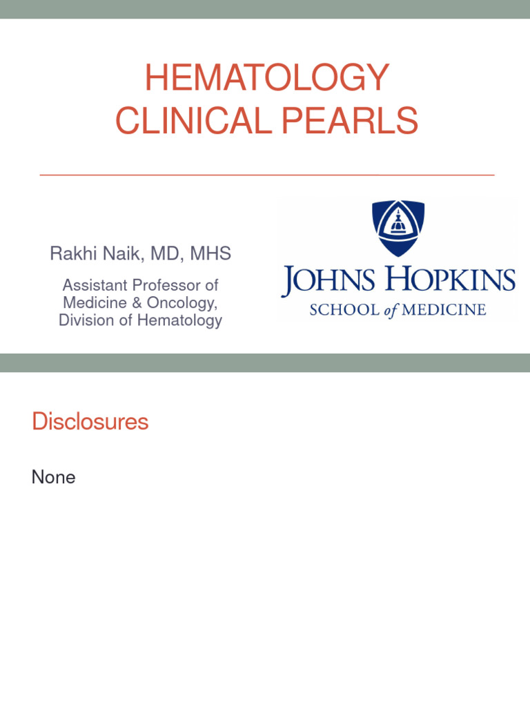 Hematology Clinical Pearls | PDF | Anemia | Tissue (Biology)