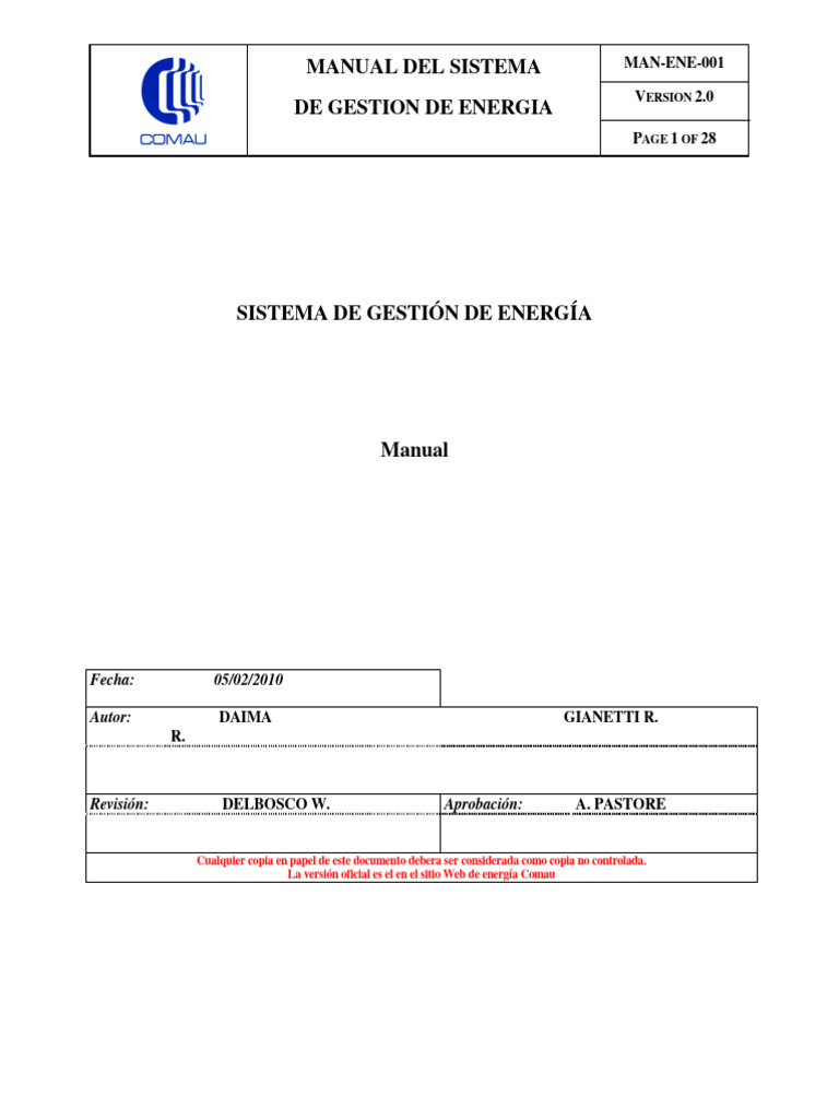 Manual ISO 500001 de Comau | PDF | Auditoría | Gestión energética