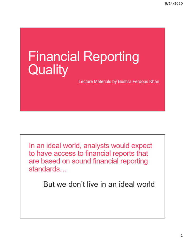 Chapter 11 and 17 - Quality of Financial Reports | Download Free PDF ...