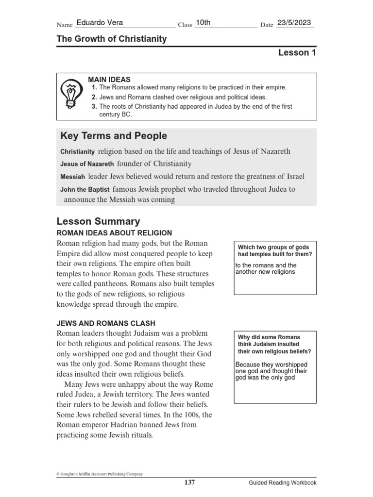 Activity Lesson 1 | PDF | Jesus | Jewish Christian